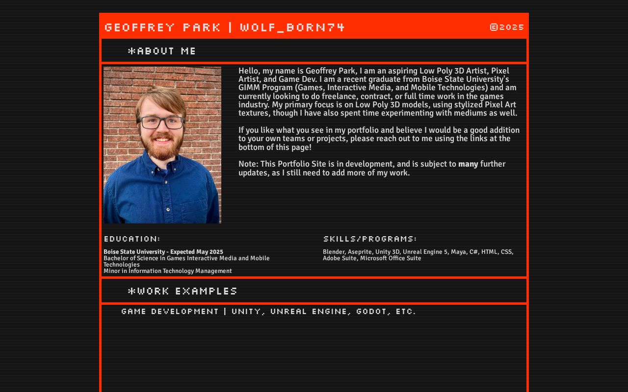 Geoffrey Park - Portfolio Website 2025
